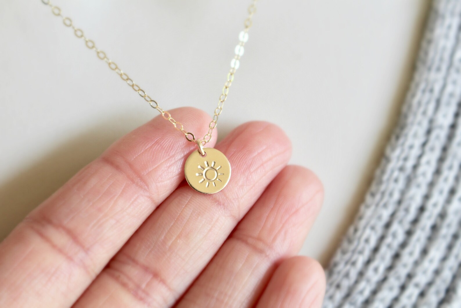 Gold Sun Necklace Small Sun Charm Necklace Tropical - Etsy