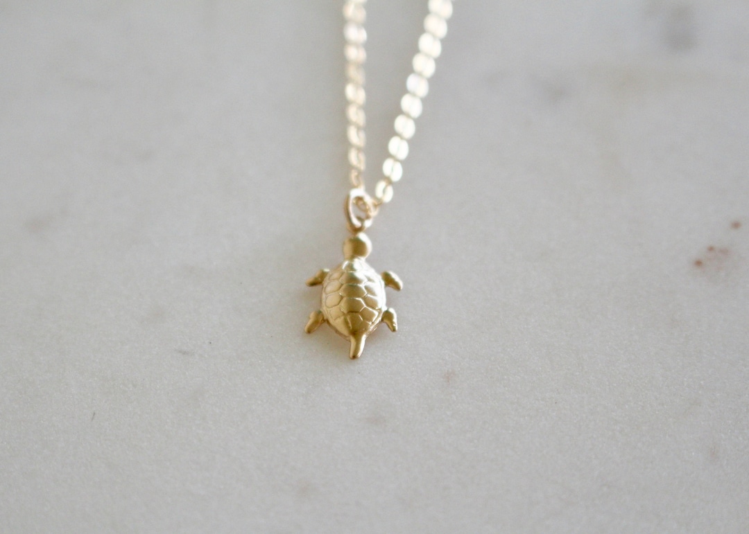 14k Gold Filled Turtle Necklace, Sea Turltle Necklace, Tiny Gold Turtle ...