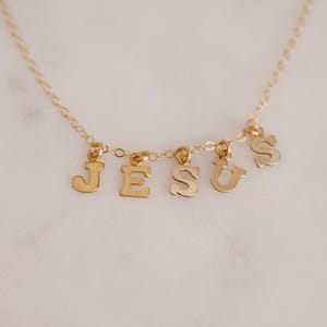 Jesus Name Necklace, 14k Gold Filled Christian Jewelry - Etsy