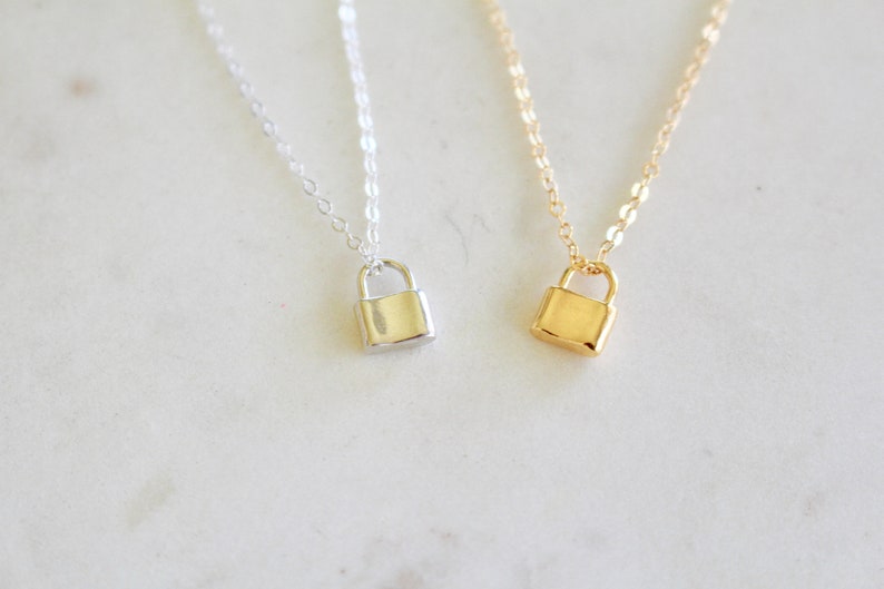 Dainty Gold Lock Necklace Tiny Lock Necklace Lock Layering | Etsy