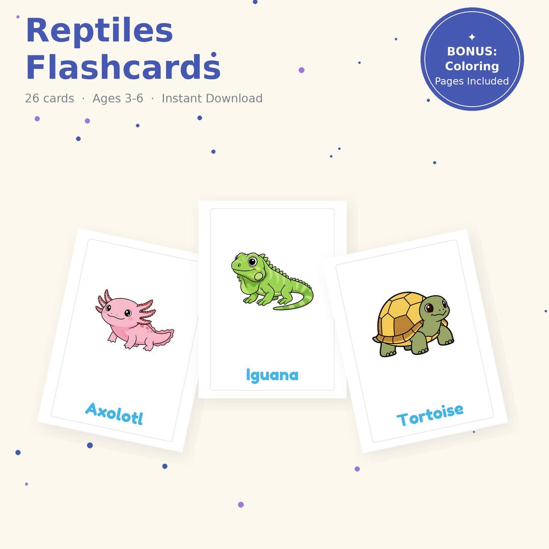 Reptiles Flashcards Printable | Amphibians Flash Cards Preschool ...