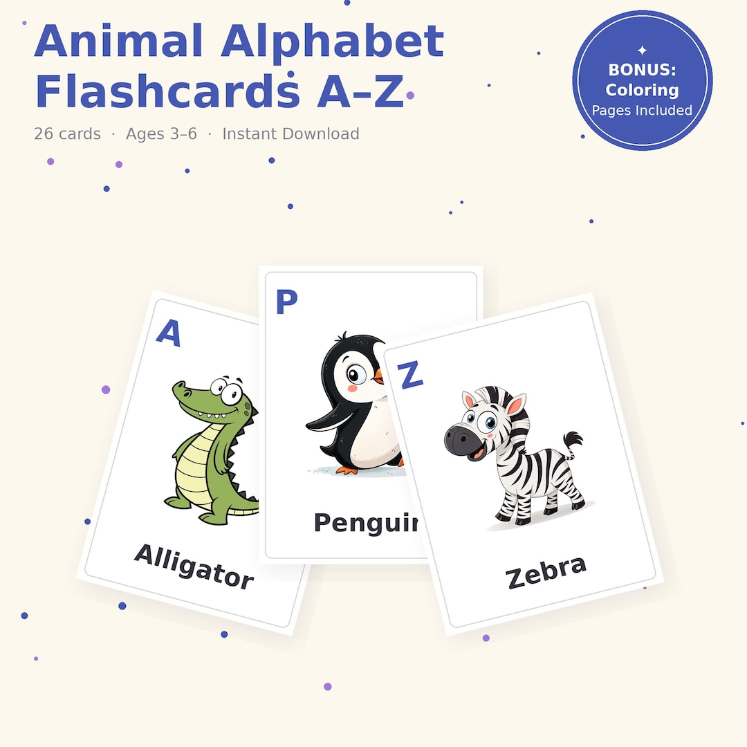 Animal Alphabet Flashcards Printable | ABC Flash Cards Toddler ...