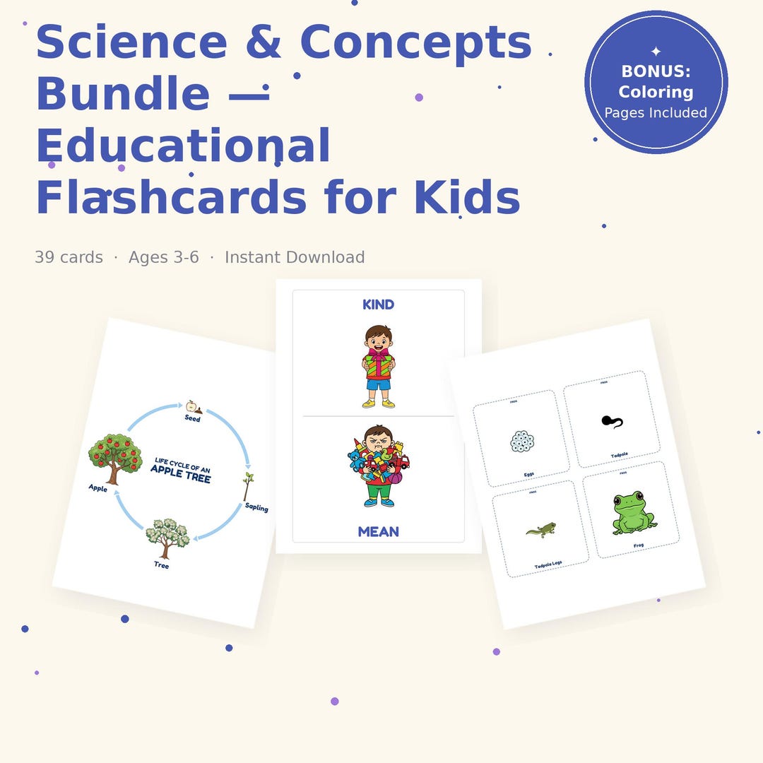 Science Flashcards Bundle Printable | Life Cycles & Opposites ...