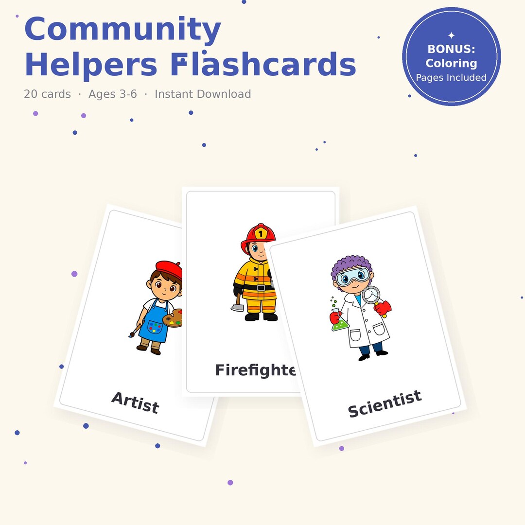 Community Helpers Flashcards Printable | Jobs & Careers Flash Cards ...