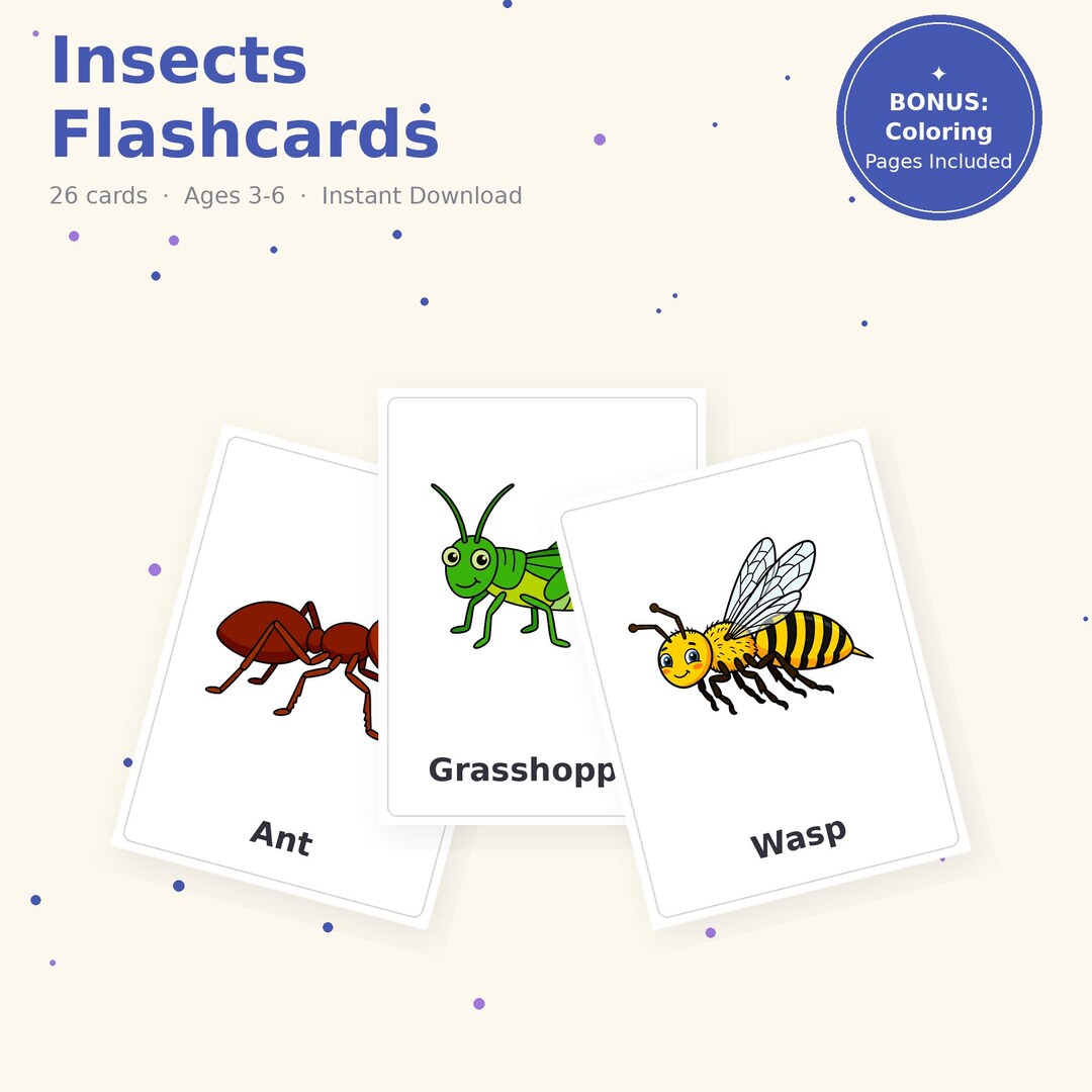 Insects Flashcards Printable | Bug Flash Cards Toddler | Preschool ...