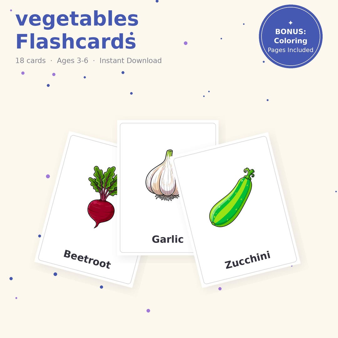 Vegetable Flashcards Printable | Veggies Flash Cards Toddler ...
