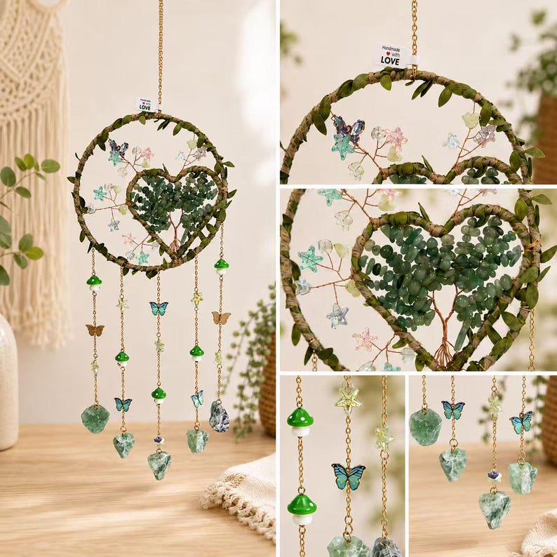 Heart Tree of Life Suncatcher, Crystal Window Hanging, Cottagecore ...