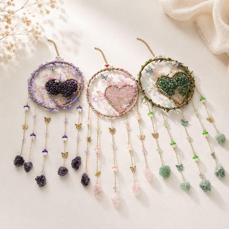 Heart Tree of Life Suncatcher, Crystal Window Hanging, Cottagecore ...