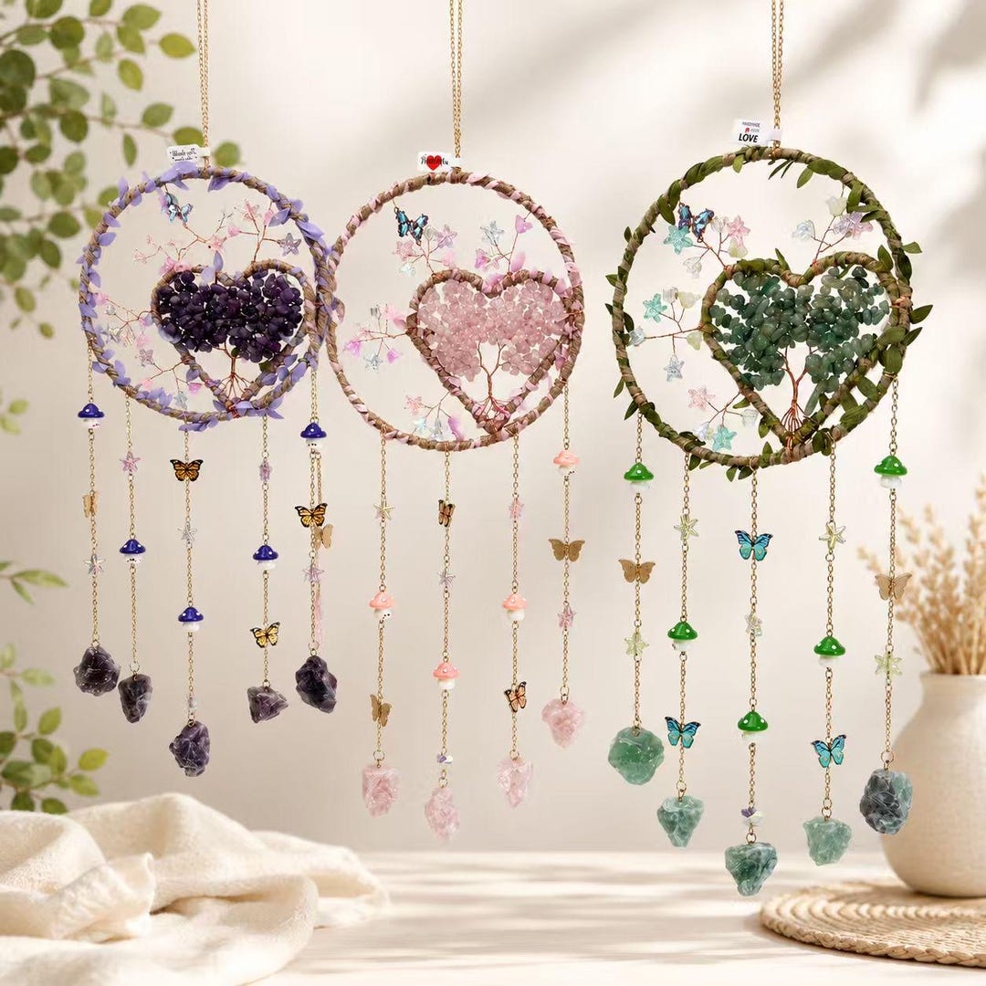 Heart Tree of Life Suncatcher, Crystal Window Hanging, Cottagecore ...
