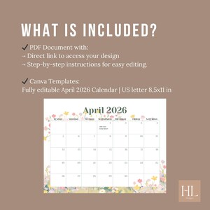 April 2026 Calendar | Editable With CANVA - Etsy