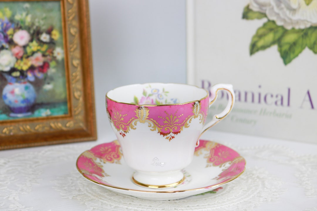 Paragon Pink Orchard Teacup and Saucer, English Bone China Tea Cup and ...