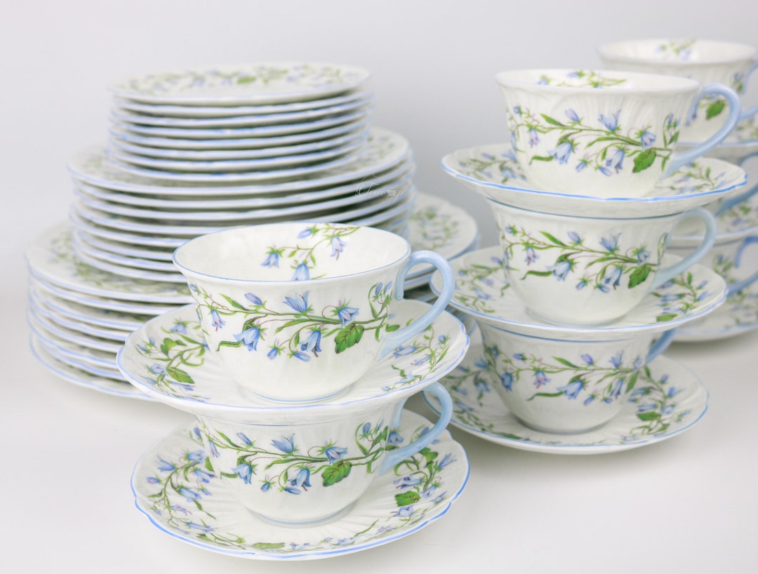 Shelley Harebell Dinnerware Set, English Bone China Pattern 13590 8 ...