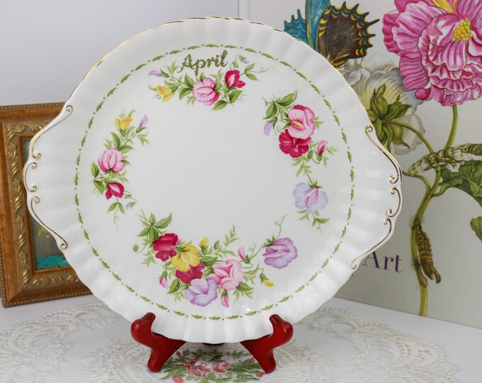 Royal Albert Flowers of the Month April Cake Plate, English Bone China ...