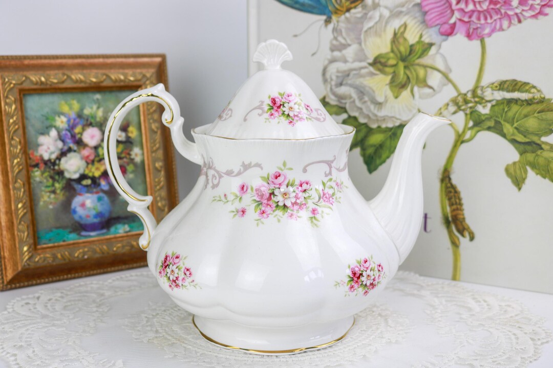 Paragon Rose Bouquet Large Teapot, English Bone China Teapot, Afternoon ...