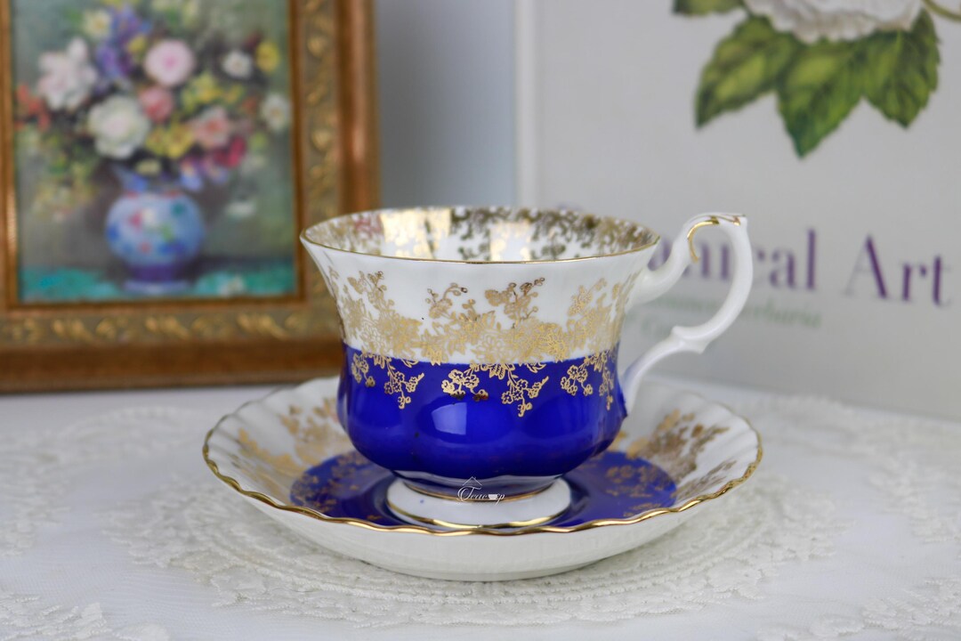 Royal Albert Blue Regal Series Teacup and Saucer, English Bone China ...