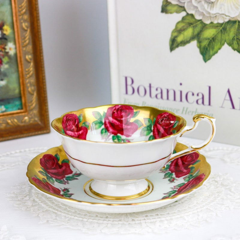 Red Rose Tea Cup - Etsy