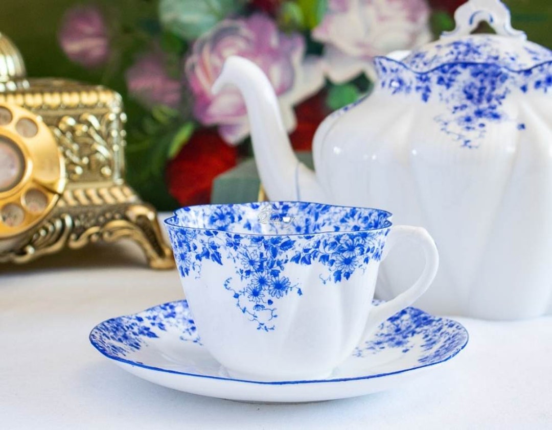 Shelley Dainty Blue Teacup and Saucer, English Bone China Tea Cup and ...