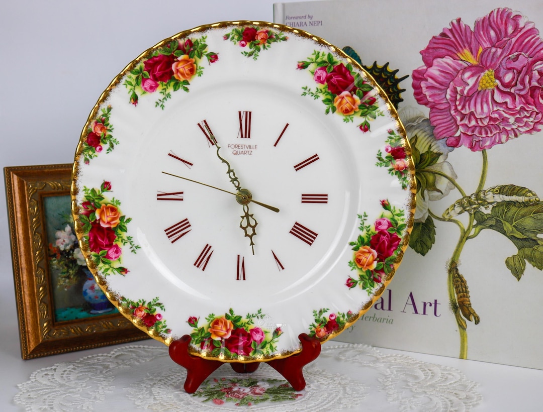 Royal Albert Old Country Roses Forestville Quartz Clock, English Bone ...