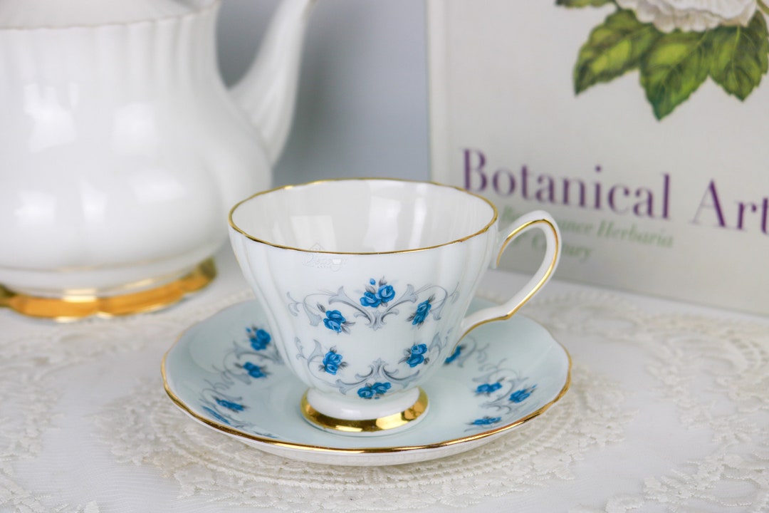 Colclough Pale Blue Teacup and Saucer With Blue Roses, Pattern 8251 ...