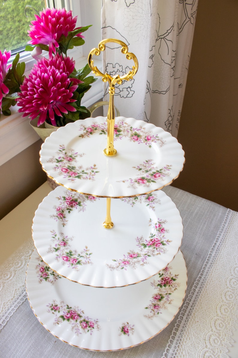 Royal Albert Lavender Rose 3-tiered Cake Stand, English Bone China Cake ...