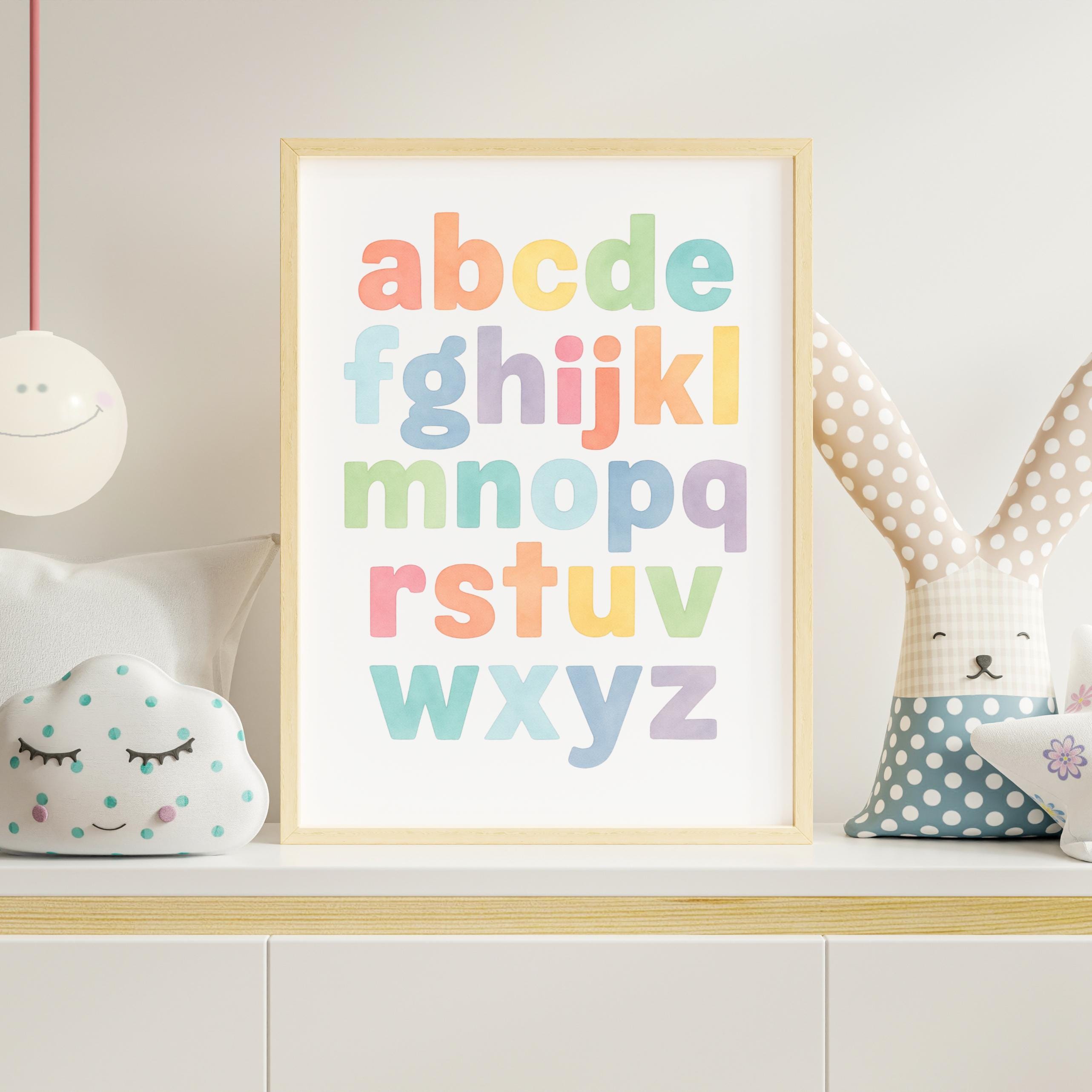 Pastel Rainbow Alphabet Poster - Lowercase | Printable A4 & US Letter ...