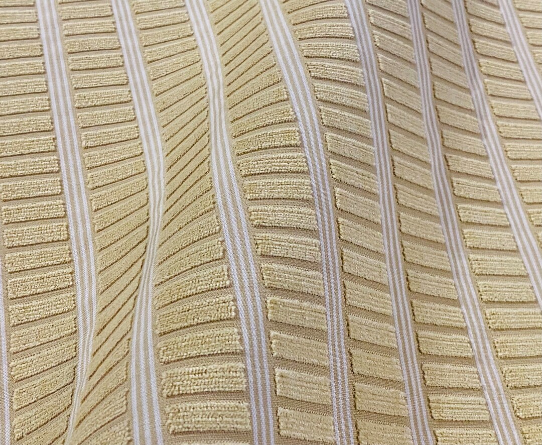 Scalamandre Sand on Beige "genie" Geometric Stripe Cut Velvet Fabric ...