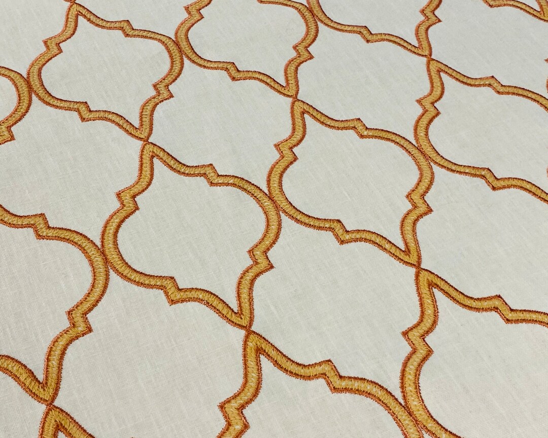 Kravet Basics Terracotta "highhope" Ogee Trellis Embroidered Cotton ...