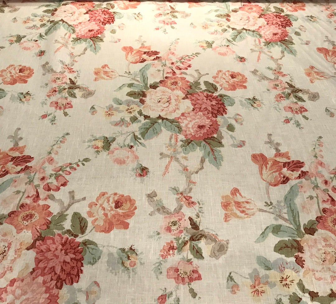 Ralph Lauren Primavera "beaumont LINEN Blockprint" Floral Linen Print ...