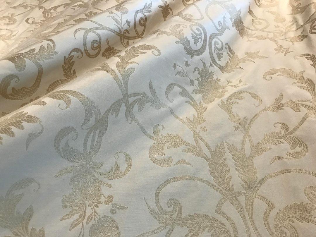 Ralph Lauren Cream "denholm Damask" Italian Silk Blend Woven Damask ...