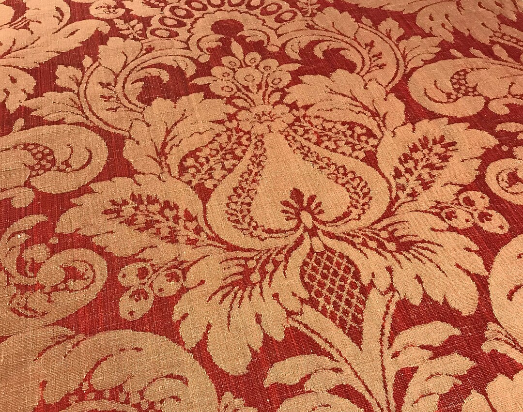 Scalamandre Red Strie "wicklow" Italian Silk & Cotton Venetian Damask ...