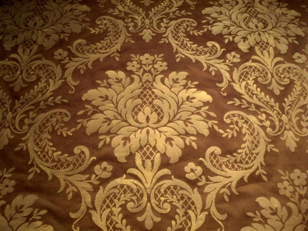 Ralph Lauren Umber "castleton Damask" Metallic Print Italian Cotton ...