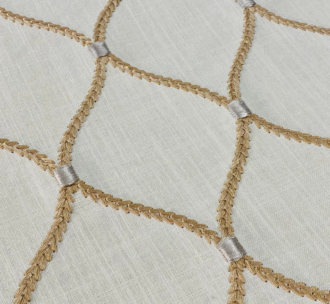 Kravet Design Tea Stain "ogee" Scroll Linen Blend Embroidered Fabric ...