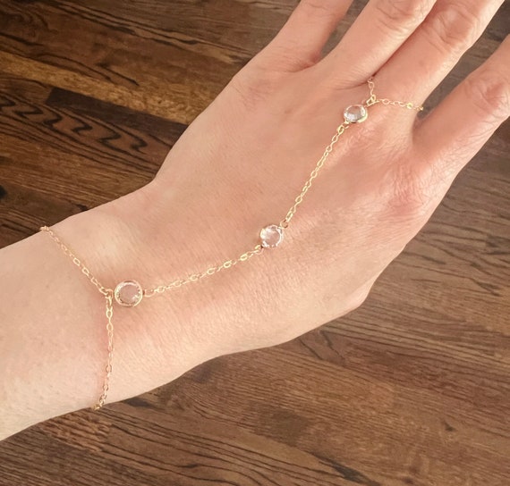 Gold or Silver Hand Chain Harness With Three Swarovski Crystals Waterproof Etsy