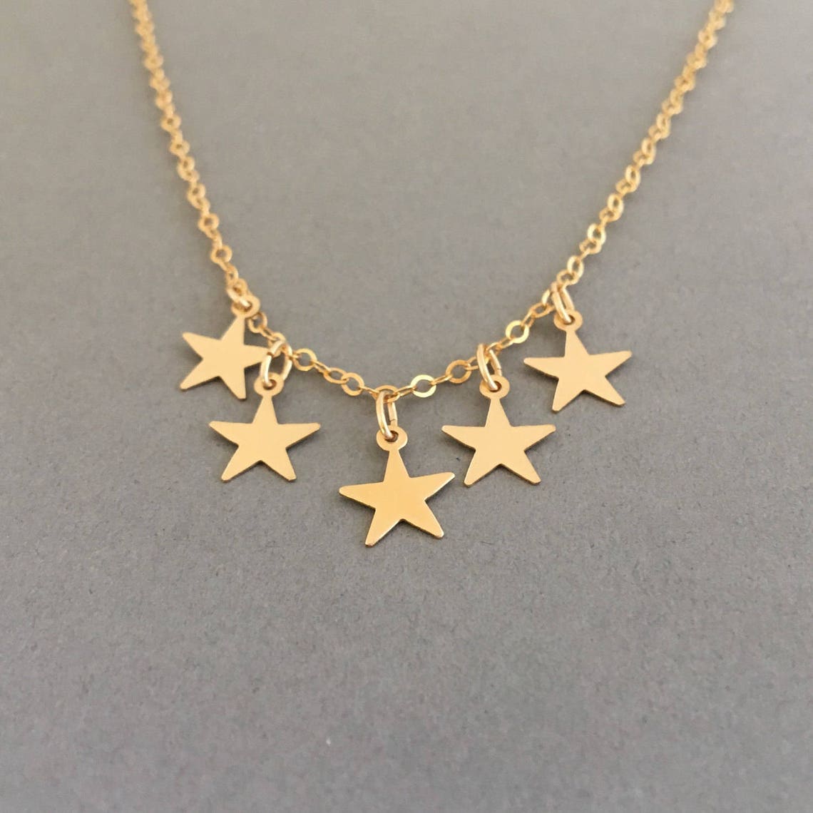 Five Gold Star Necklace Also in Silver - Etsy