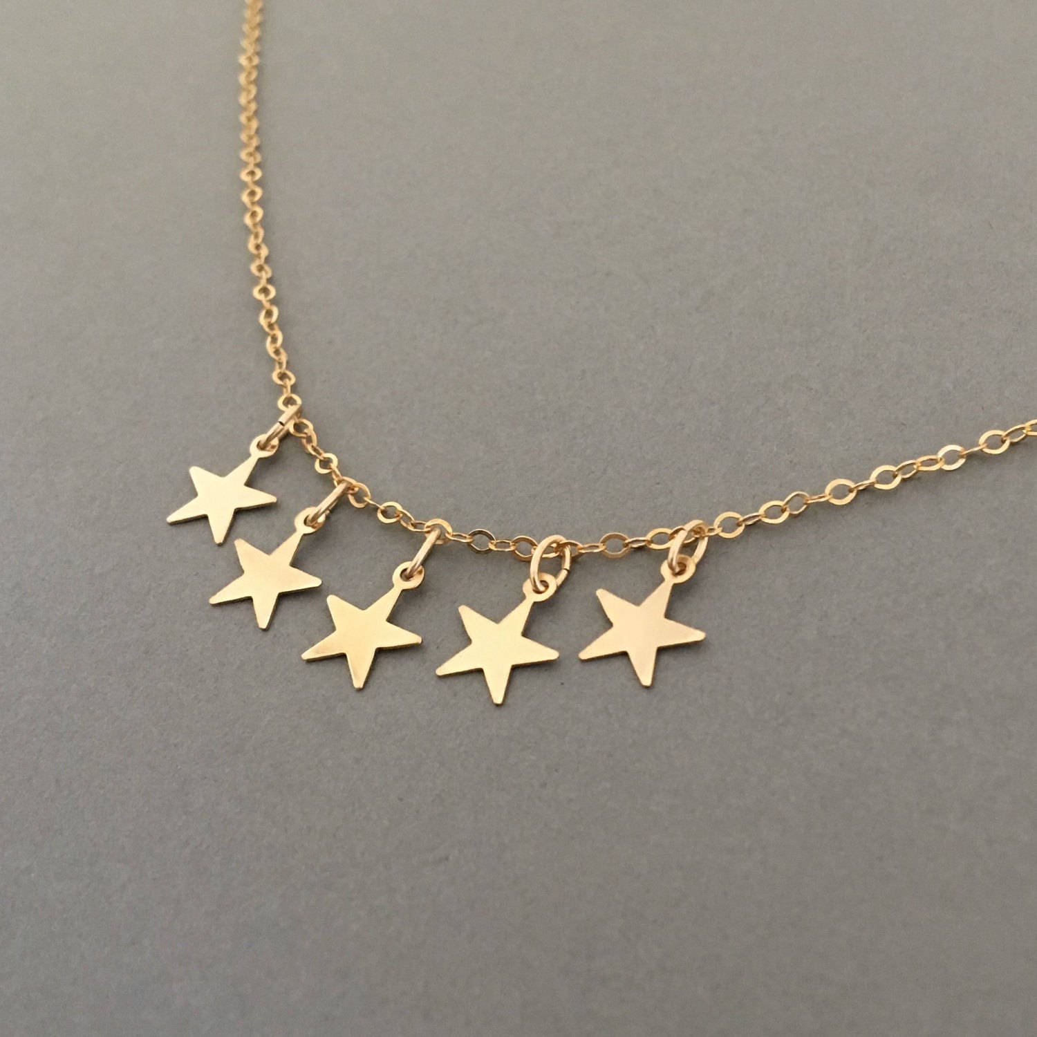 Five Gold Star Necklace Also in Silver - Etsy