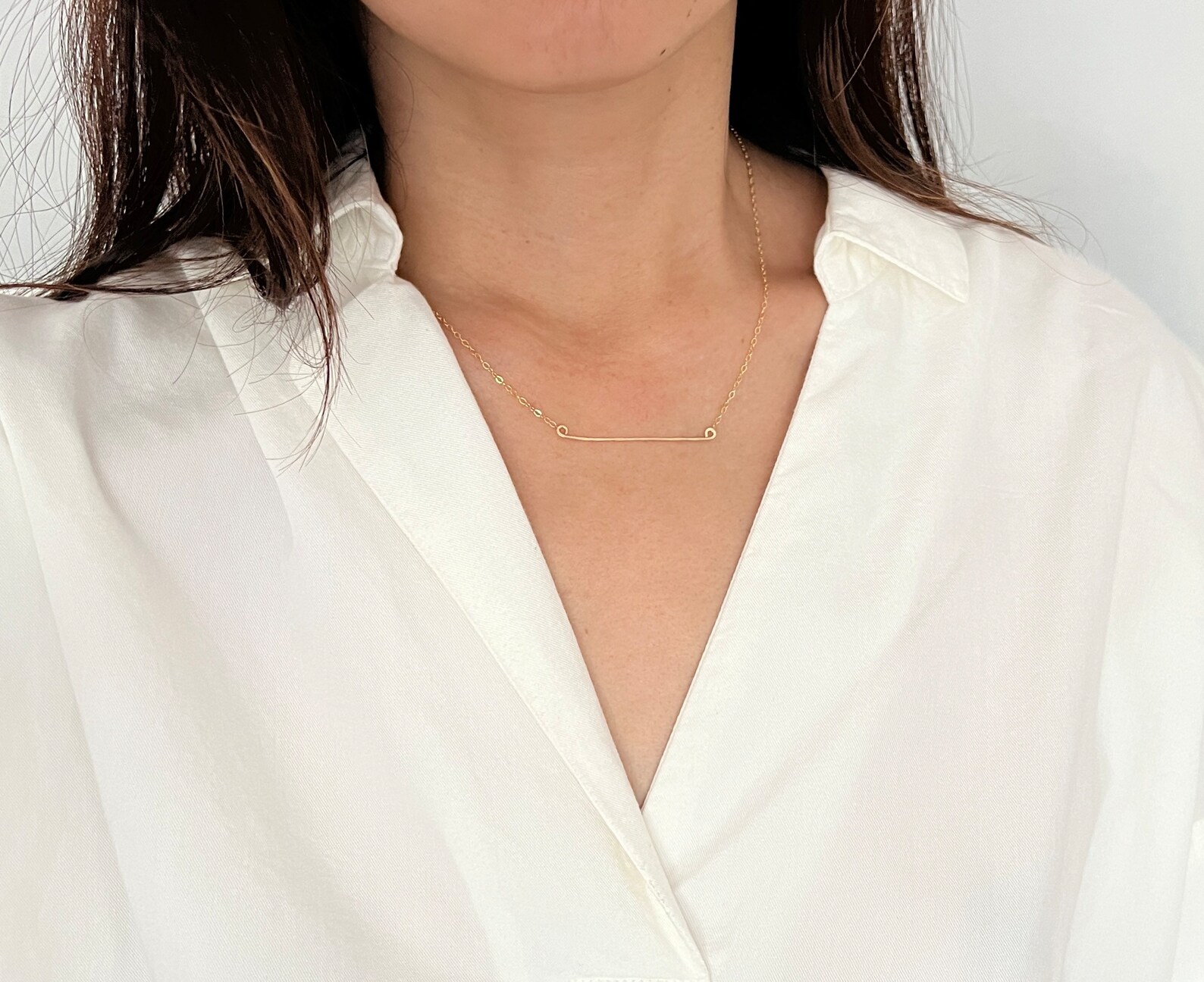 Hammered Horizontal Gold Fill Bar Necklace Also in Sterling - Etsy