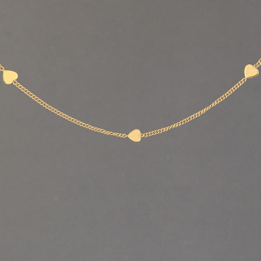 Heart Chain Choker Gold Necklace - Etsy