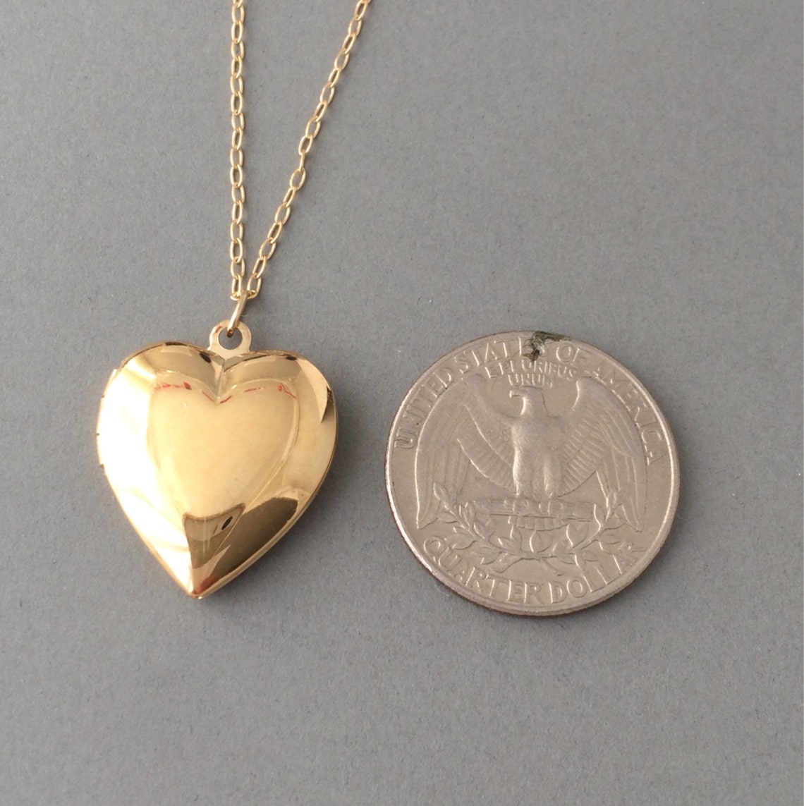 Large Gold Heart Locket Necklace | Etsy