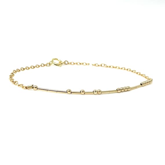 CUSTOM Morse Code Gold Fill Bracelet Also Available in - Etsy