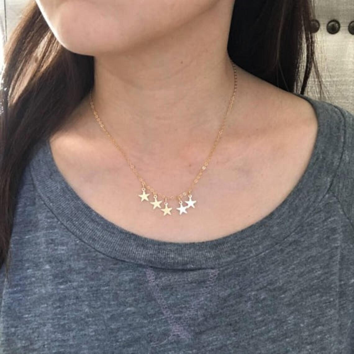 Five Gold Star Necklace Also in Silver - Etsy