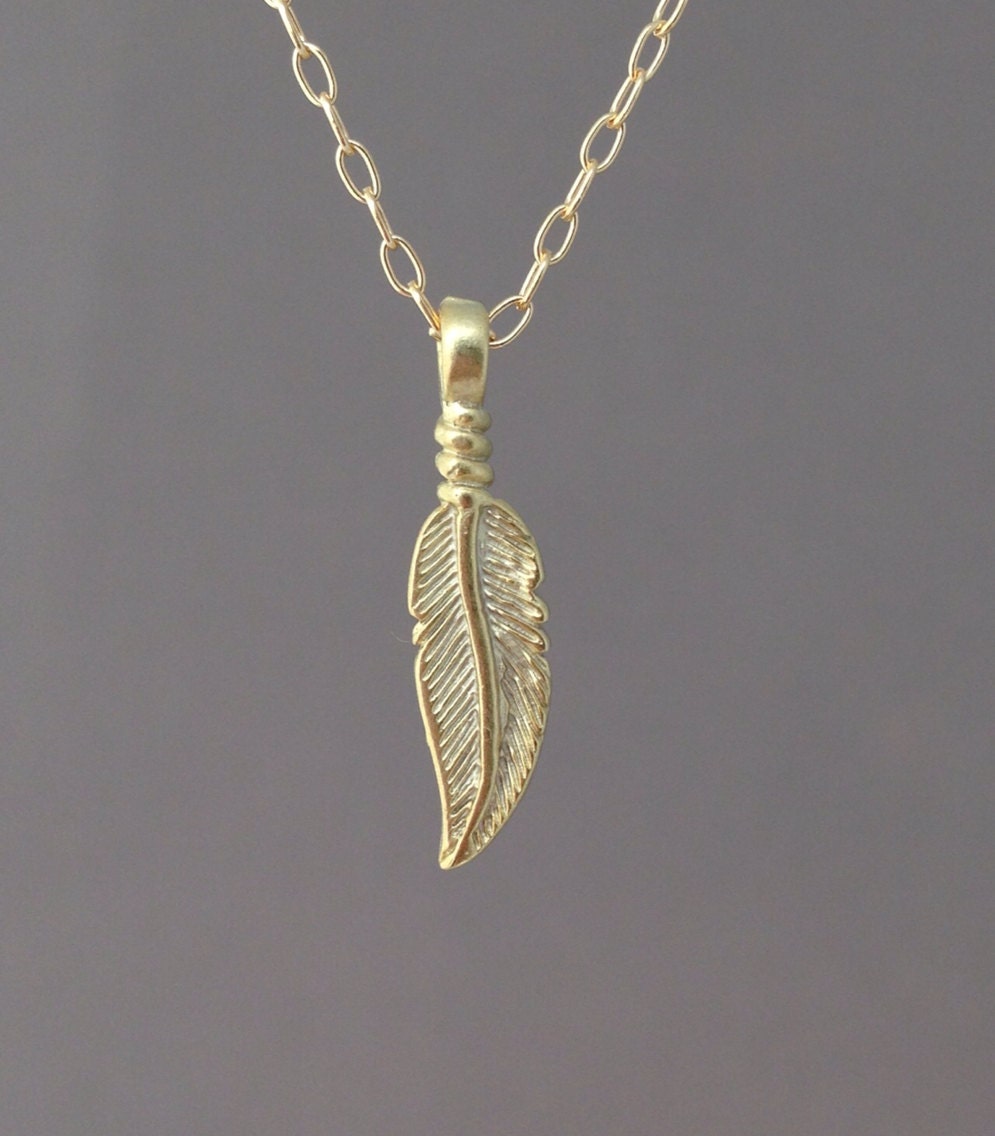 9ct gold feather pendant store