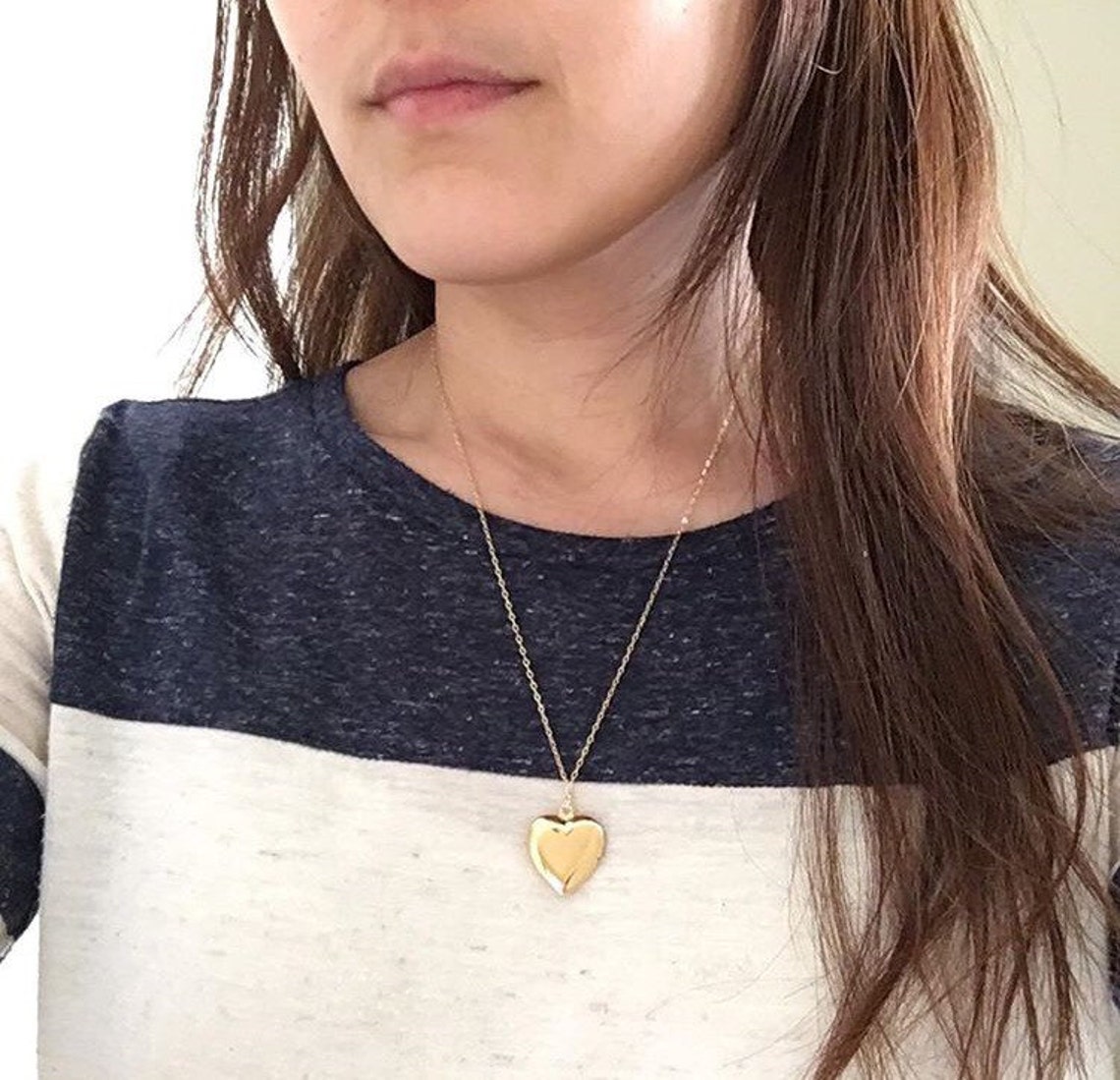 Large Gold Heart Locket Necklace | Etsy