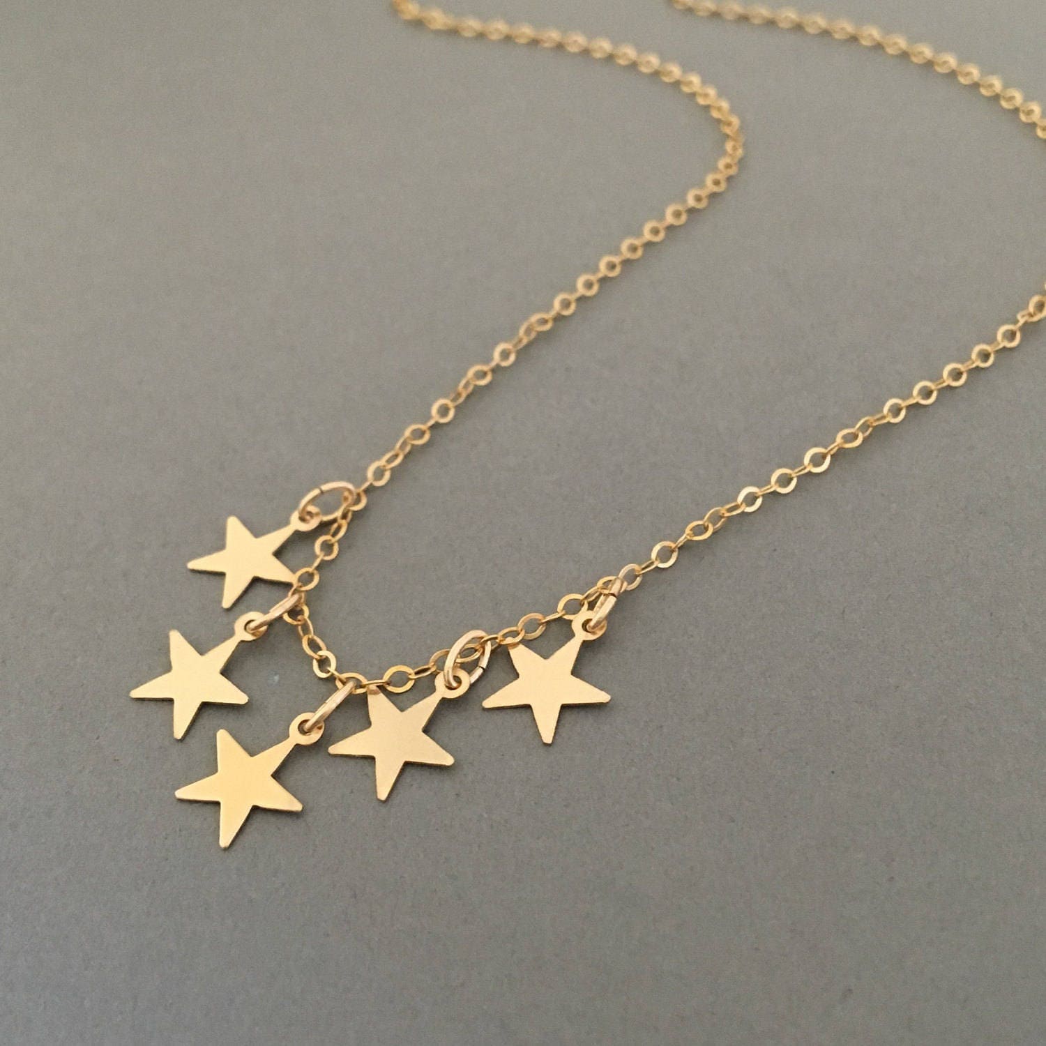 Five Gold Star Necklace Also in Silver - Etsy