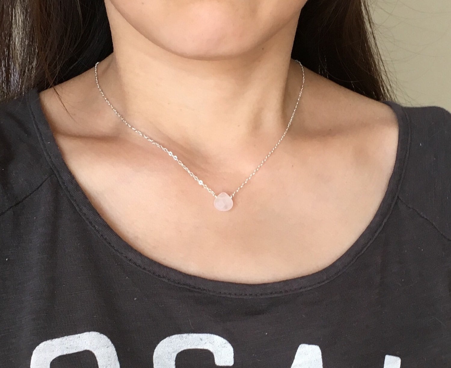 Pink Rose Quartz Necklace Available in Gold Rose Gold or | Etsy