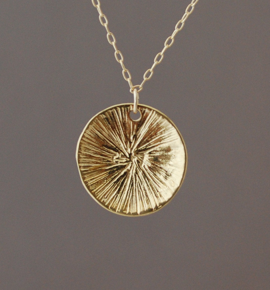Gold Sun Disc Necklace – Dainty Sunburst Pendant – Minimalist Layering ...