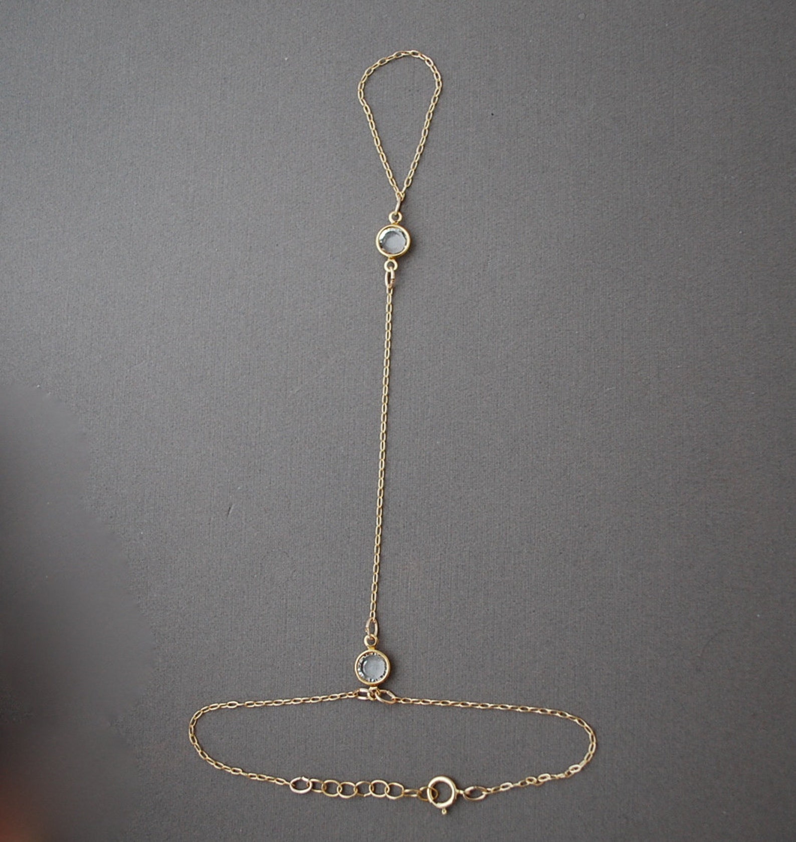 Gold or Silver Hand Chain Harness With Two Swarovski Crystals - Etsy
