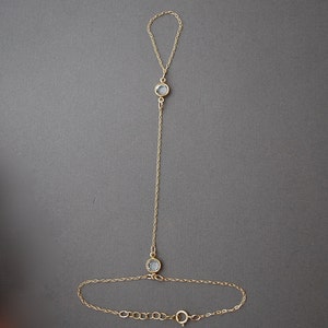 Gold or Silver Hand Chain Harness With Two Swarovski Crystals ...