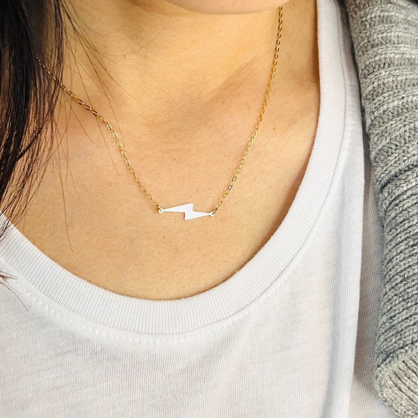 Gold Lightning Bolt Necklace - Etsy