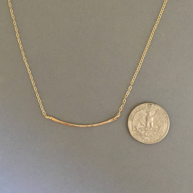 THIN Hammered Curved Gold Fill Bar Necklace Also in Sterling Silver and ...