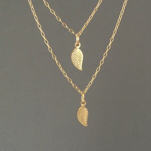 Gold Double Strand Layered Leaf Necklace Also in Sterling Silver - Etsy